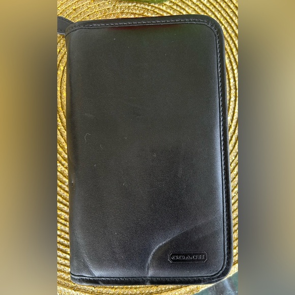 Coach | Bags | Coach Black Leather Zip Around Organizer Still Has Coach ...